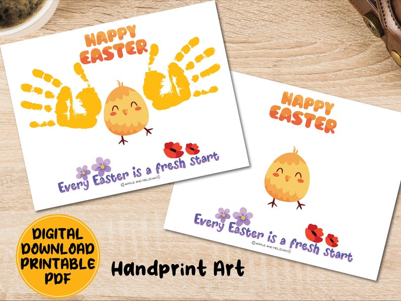 Easter Handprint Fingerprint Craft Printable, Kids Toddler Dot Art ...