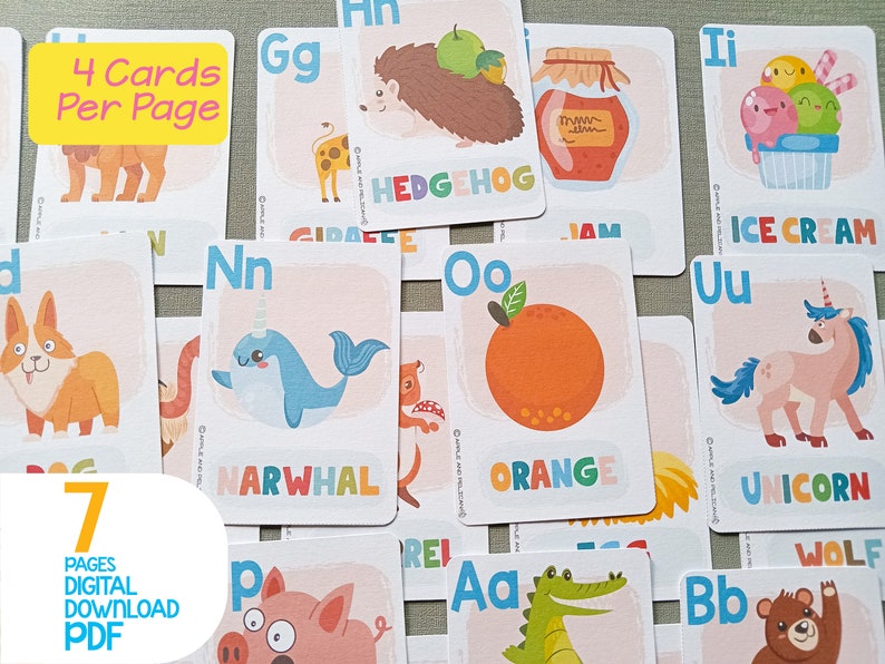 26 ABC Flash Cards, Alphabet Flash Cards, Printable ABC Cards, A-Z ...