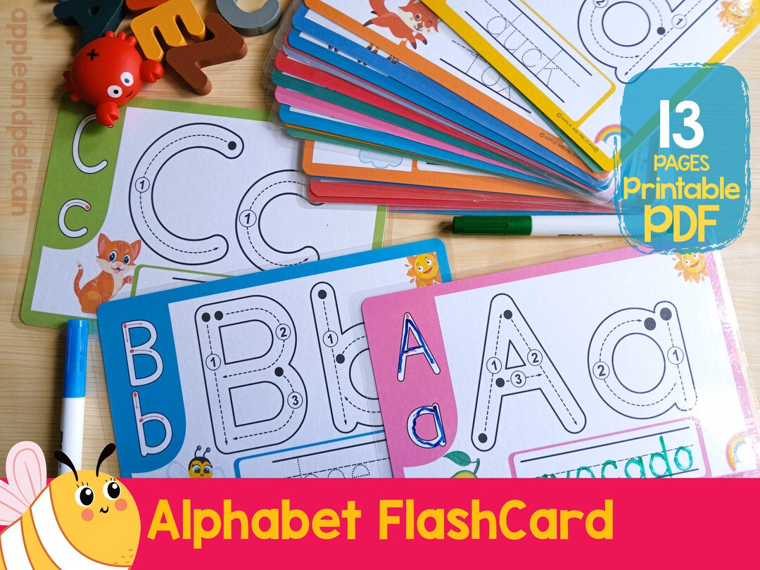 Alphabet Flashcard Play Dough Mat Letter Formation Tracing Card Early ...