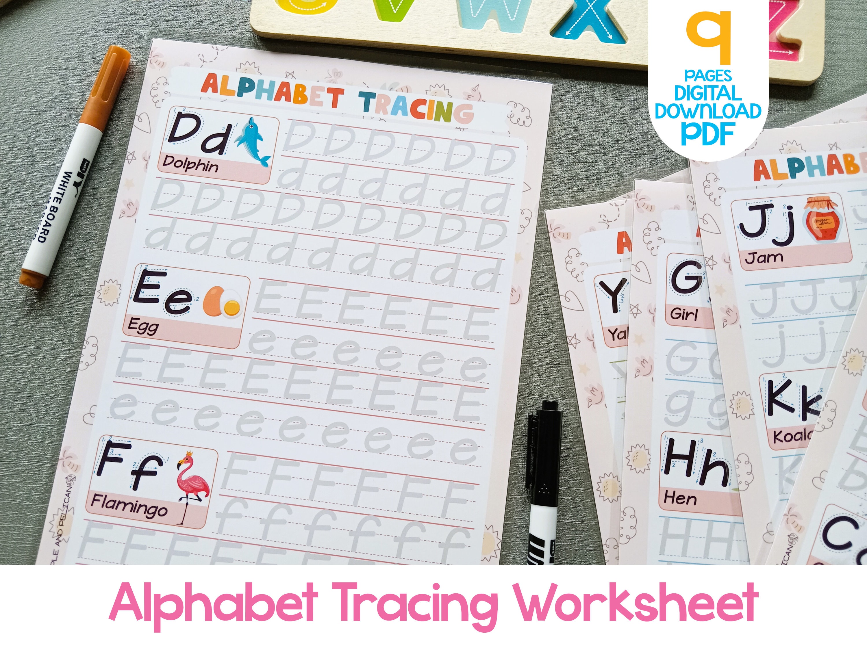 Alphabet ABC Letter Trace Activity Printable, Handwriting Practice ...