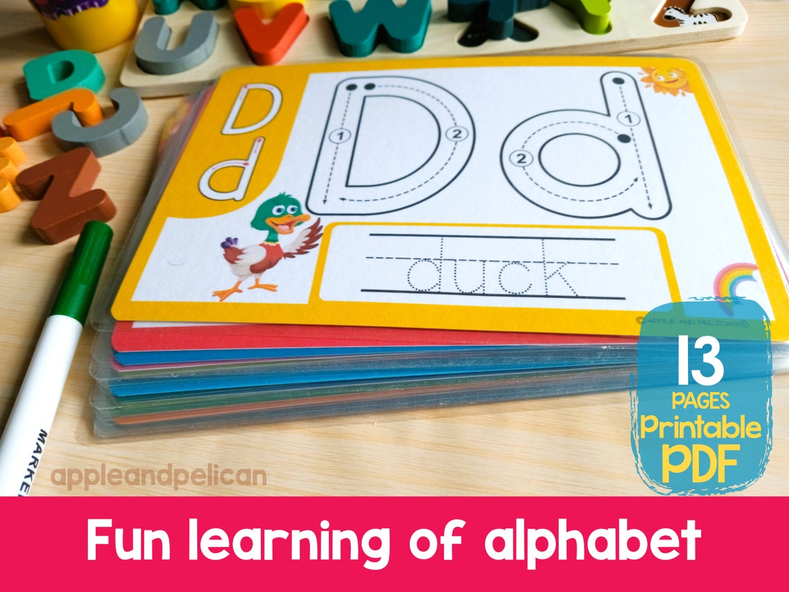Alphabet Flashcard Play Dough Mat Letter Formation Tracing Card Early ...