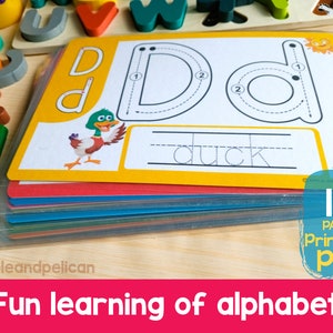 Alphabet Flashcard Play Dough Mat Letter Formation Tracing Card Early ...