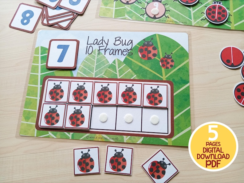Counting Preschool Math Ten Frame Activity, Ladybug Dot Counting ...