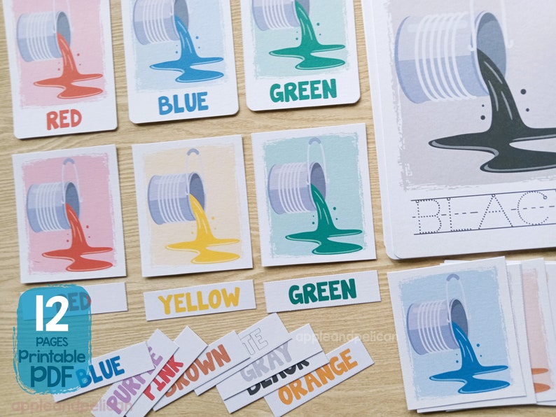 Color Flash Cards Printable Toddler Flashcards, Color Tracing Cards ...