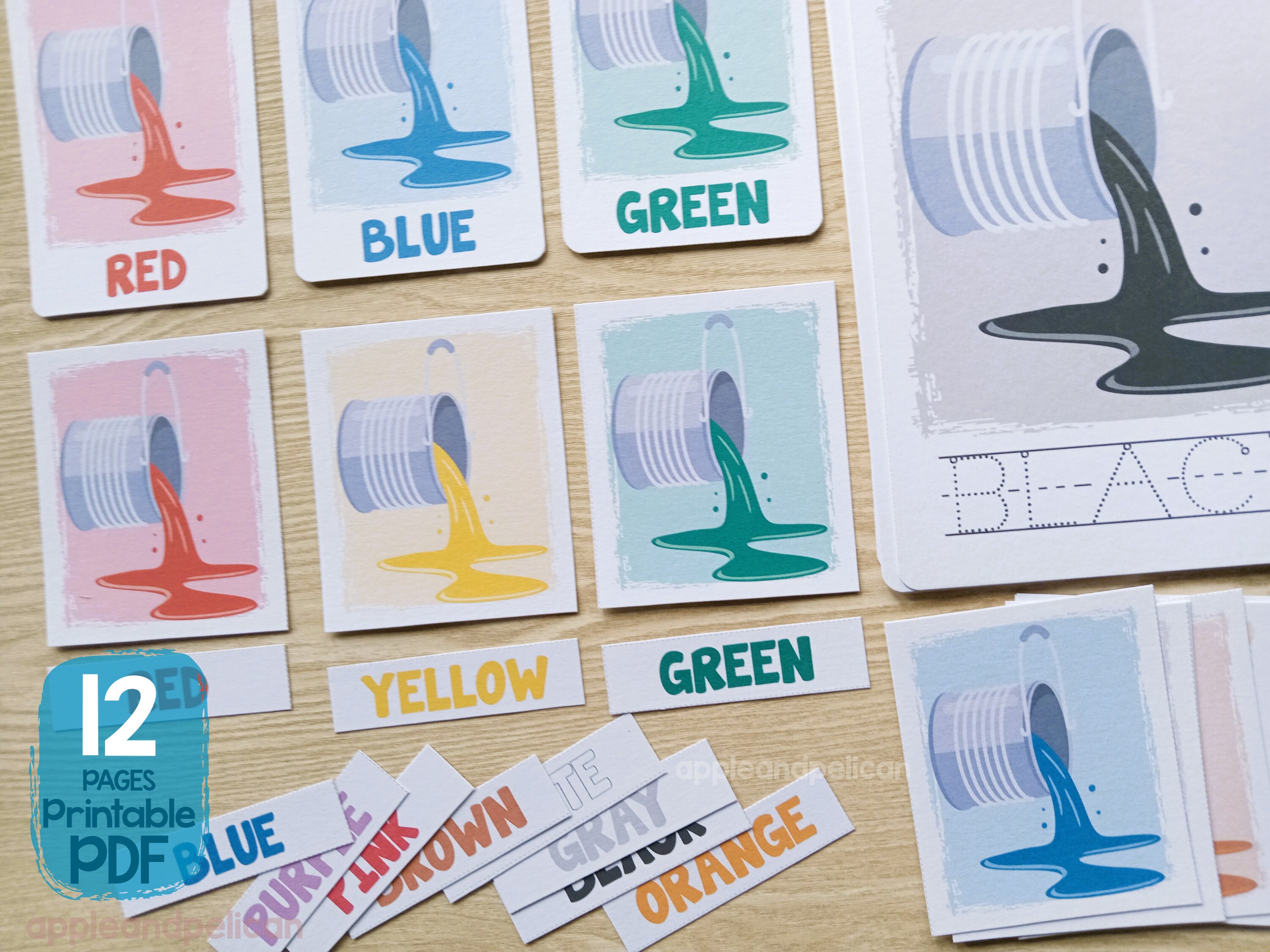 Color Flash Cards Printable Toddler Flashcards, Color Tracing Cards ...