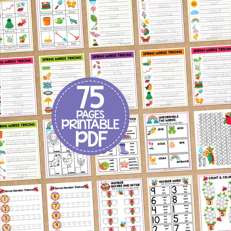 Spring Printable Kid Activity Preschool Packet, Kindergarten Homeschool ...