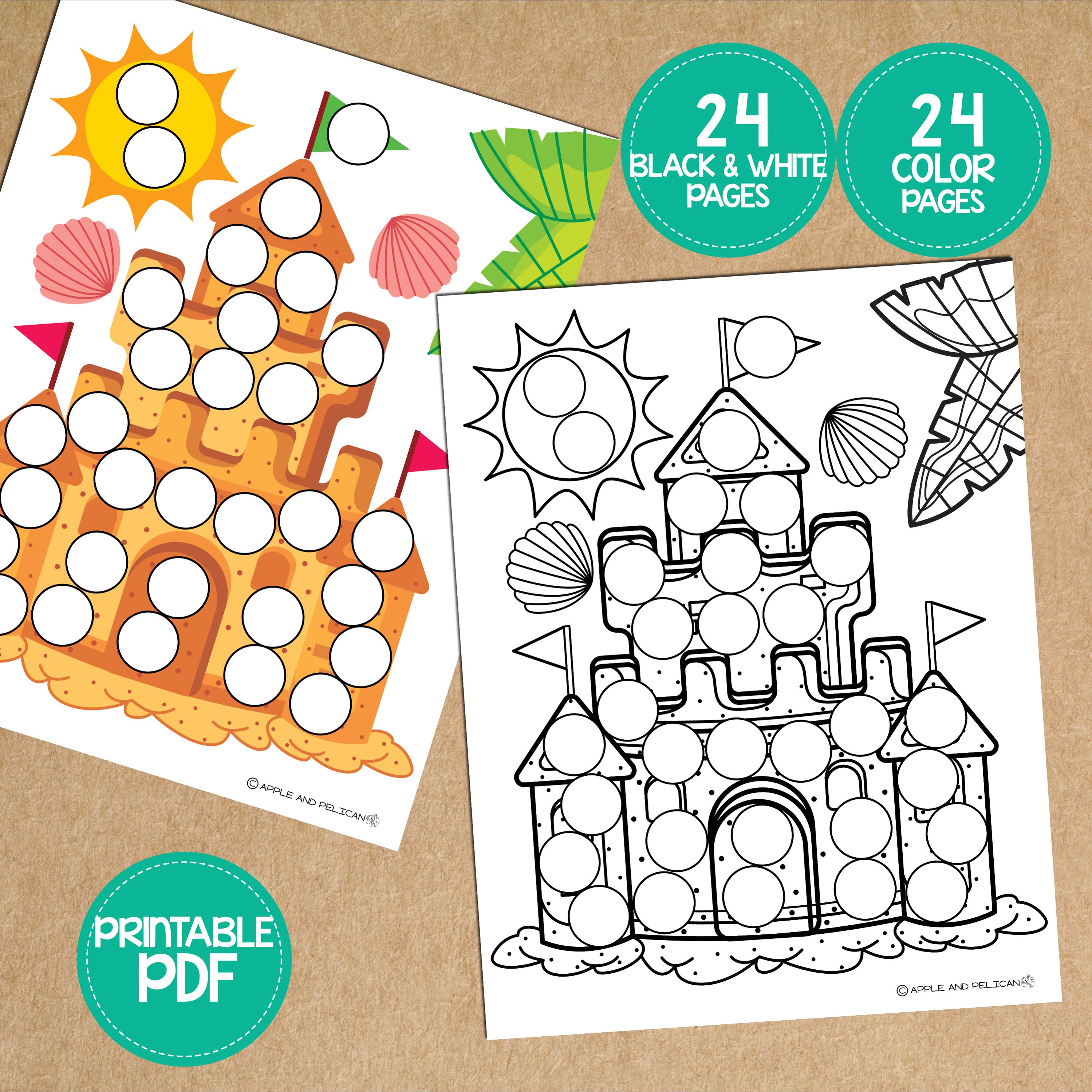 Summer Do a Dot Marker Coloring Pages for Kids, Do A Dot Activity ...