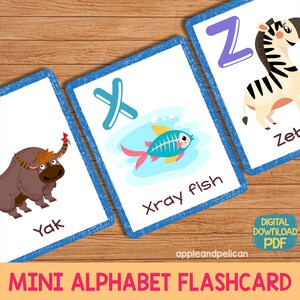 Alphabet Flashcards Montessori Learning Printable, Toddler Animal ABC ...