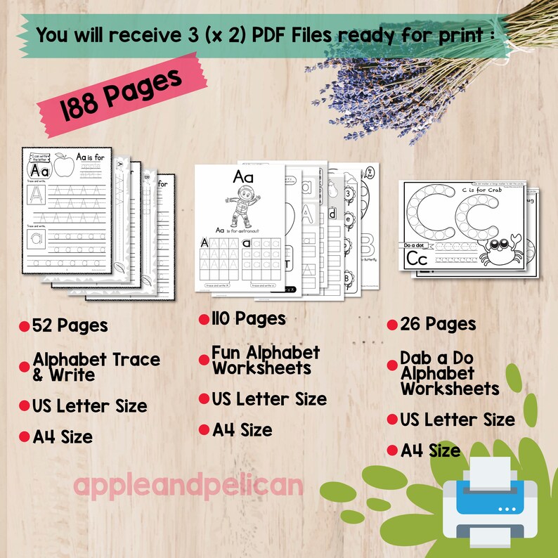 Alphabet Worksheet,printable Letter Formation Abc Practice, Homeschool ...