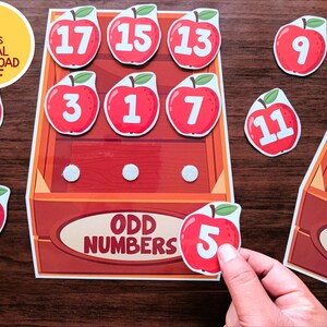 Math Activity Even and Odd Number Sorting Preschool Printable, Apple ...