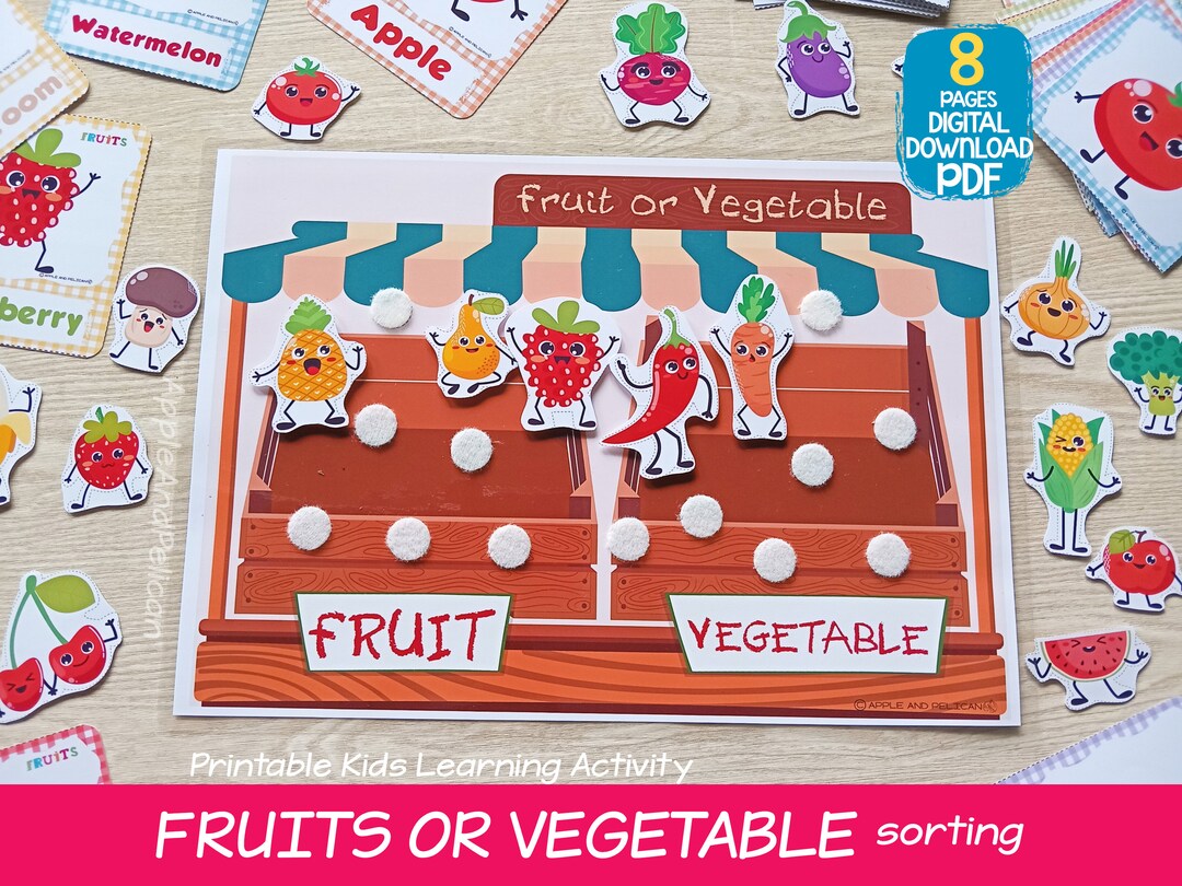 Fruits and Vegetables Sorting Toddler Activity, Printable Educational ...