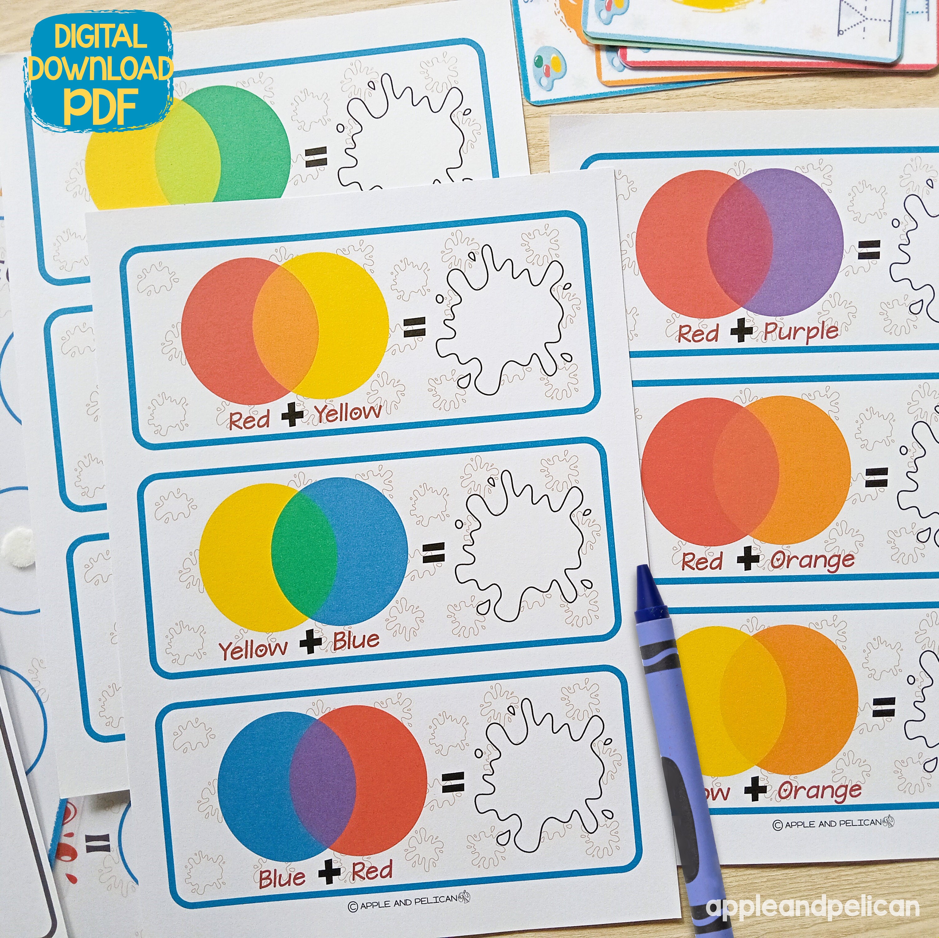 Color Mixing Worksheet Primary and Secondary Color, Printable Preschool ...