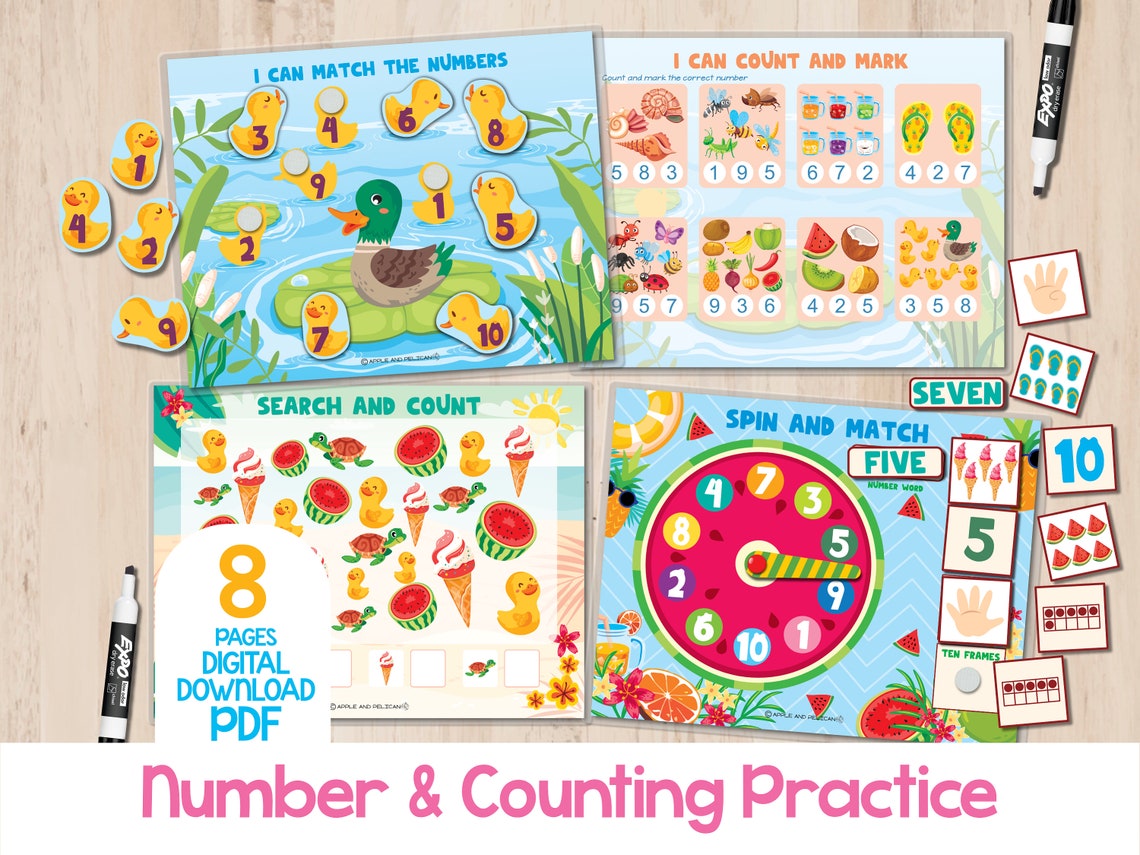 Counting Practice Activity, Printable Number Matching for Toddler ...