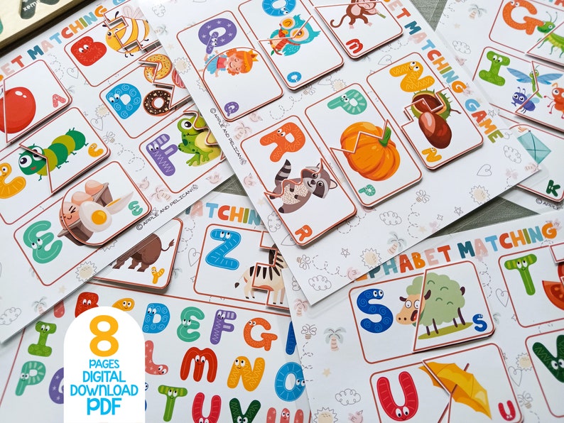 Alphabet Letter Matching Activities Puzzle, Matching Game, Phonics ...