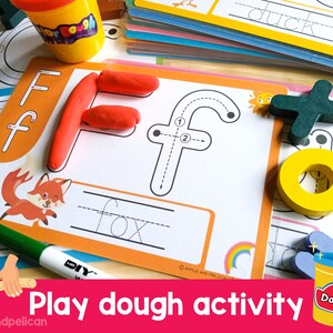 Alphabet Flashcard Play Dough Mat Letter Formation Tracing Card Early ...