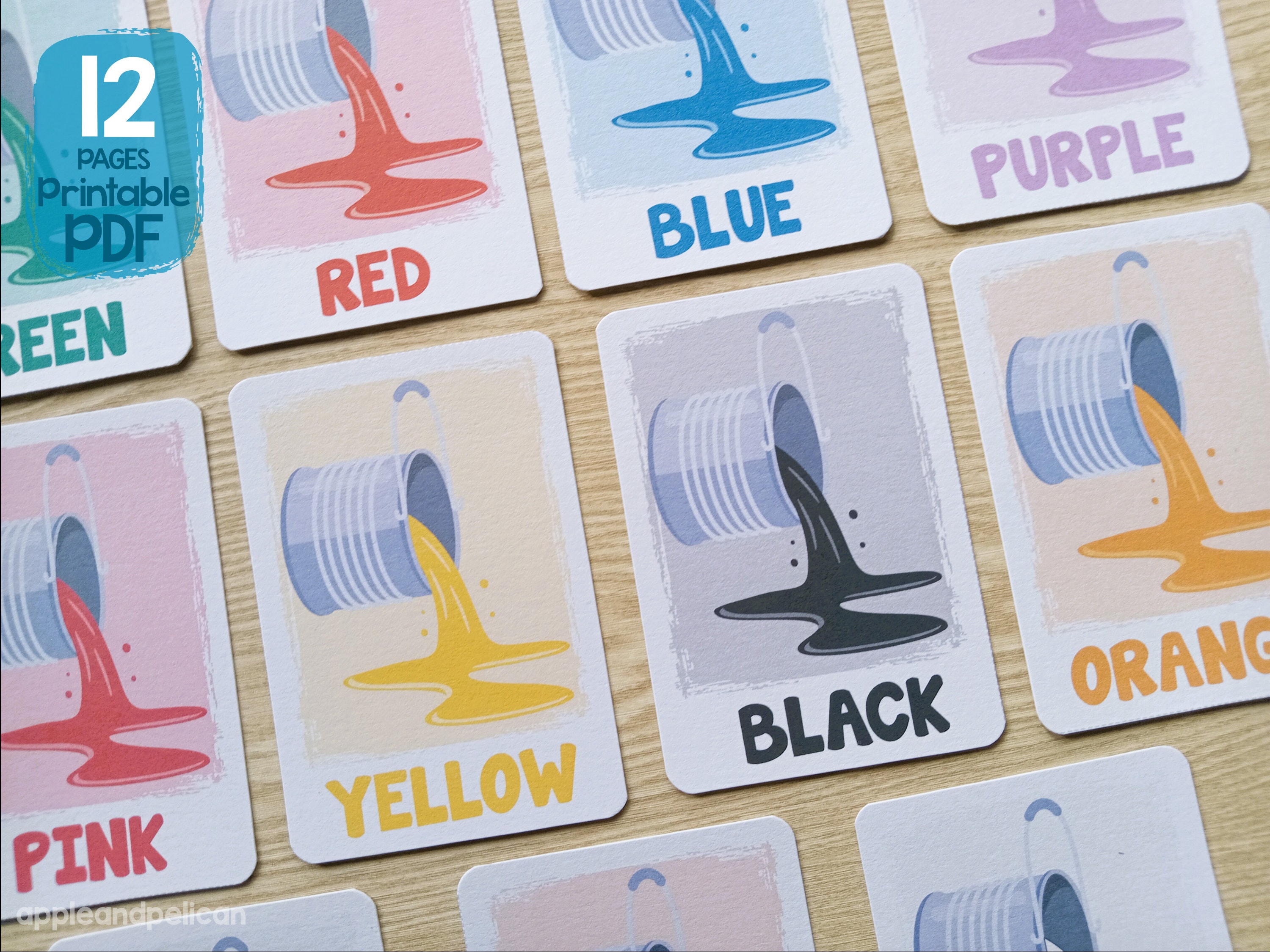 Color Flash Cards Printable Toddler Flashcards, Color Tracing Cards ...