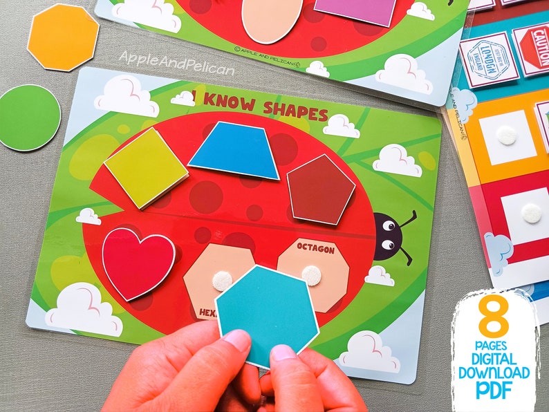 2D Shapes Matching Activity for Toddler, Geometric Shapes Pictures ...