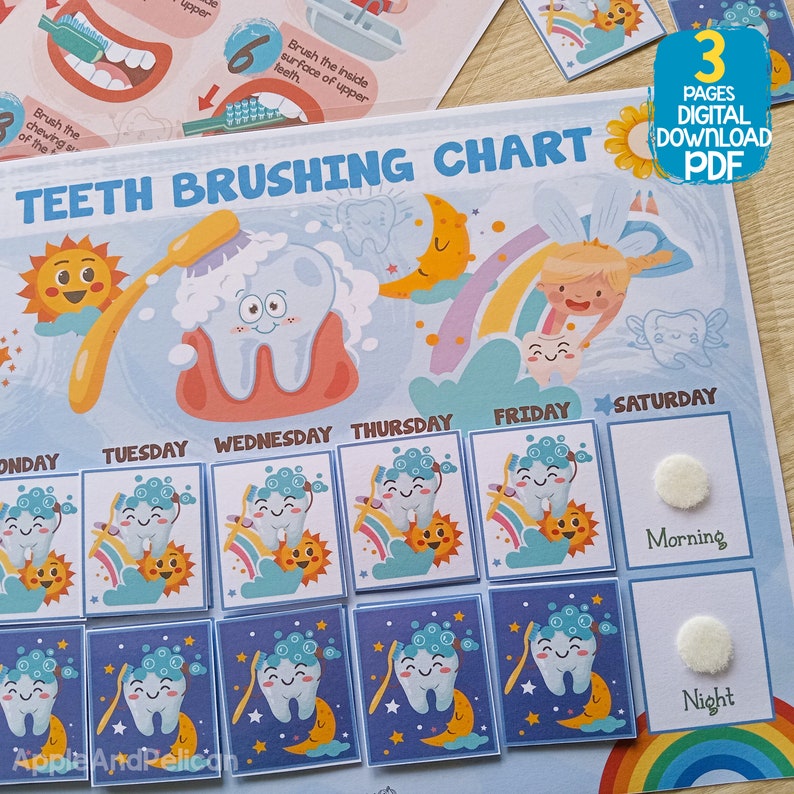 Toddler Daily Brushing Teeth Charts Kids Daily Routine Chart, Toddler ...