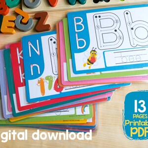 Alphabet Flashcard Play Dough Mat Letter Formation Tracing Card Early ...