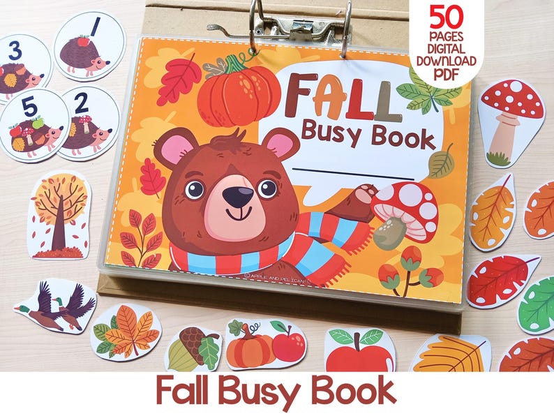 Fall Busy Book Printable, Preschool Learning Binder, Kids Autumn Busy ...
