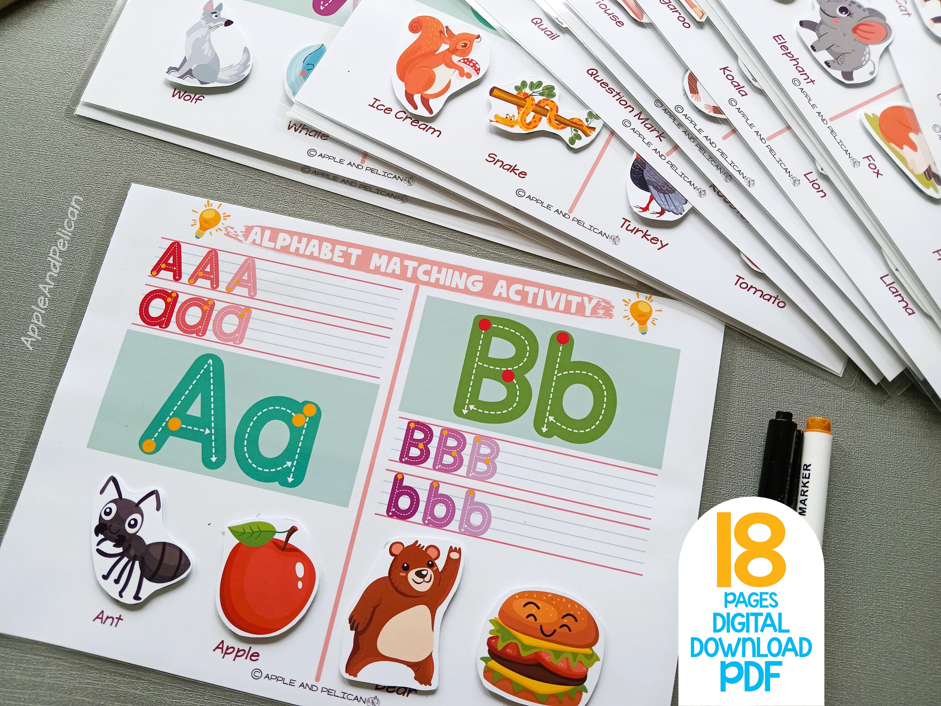 Alphabet Worksheets, ABC Activities, Beginning Sounds Matching Activity ...