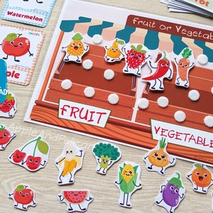 Fruits and Vegetables Sorting Toddler Activity, Printable Educational ...