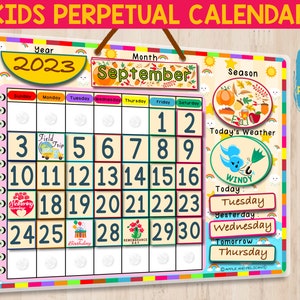 Kids Perpetual Calendar Circle Time Printable Kids Calendar - Etsy