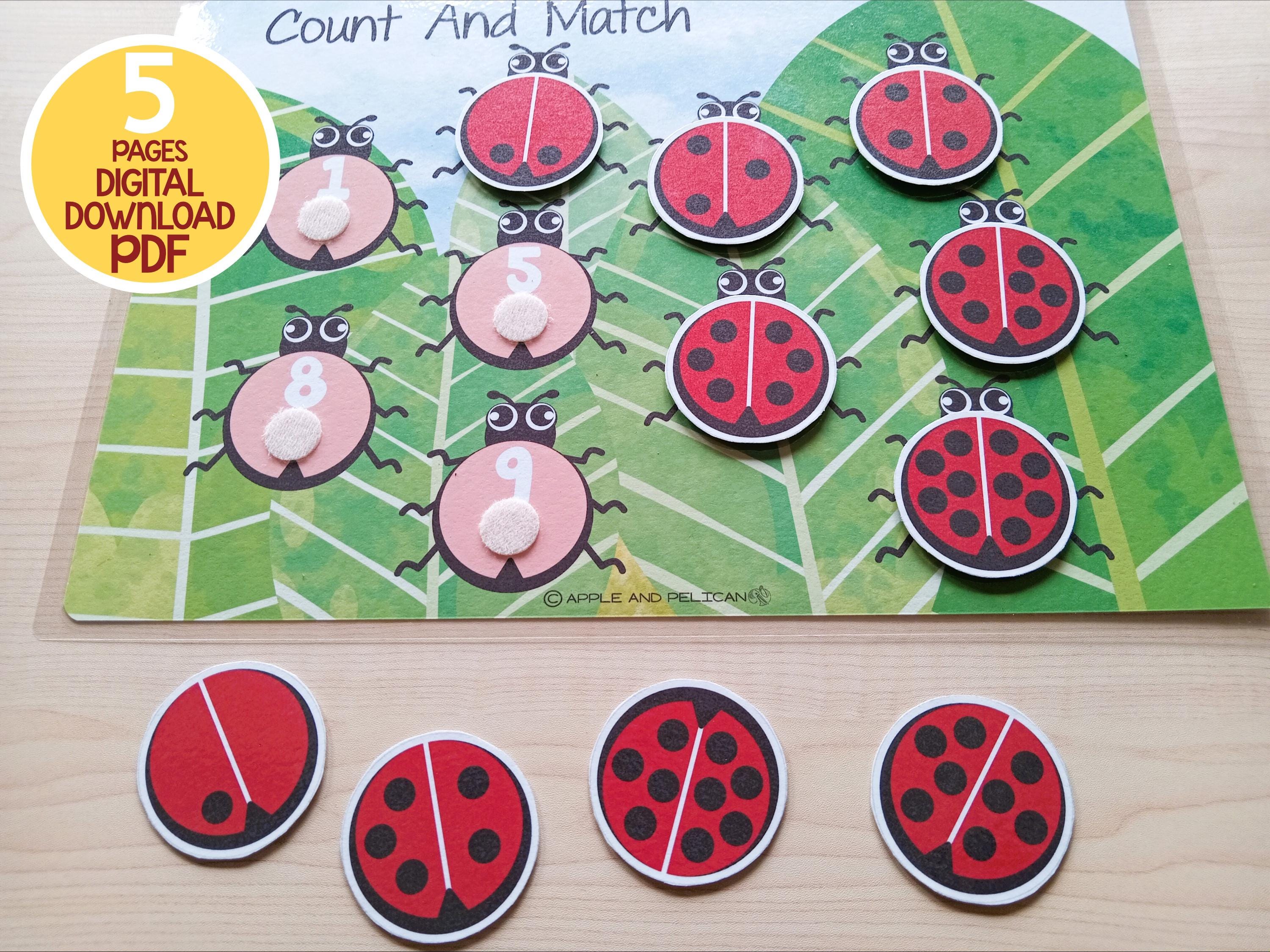 Counting Preschool Math Ten Frame Activity, Ladybug Dot Counting ...