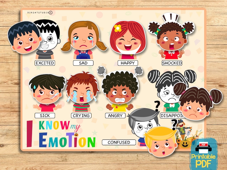 Kids Emotions Matching Activity, Toddler Emotions Worksheet, Feeling ...