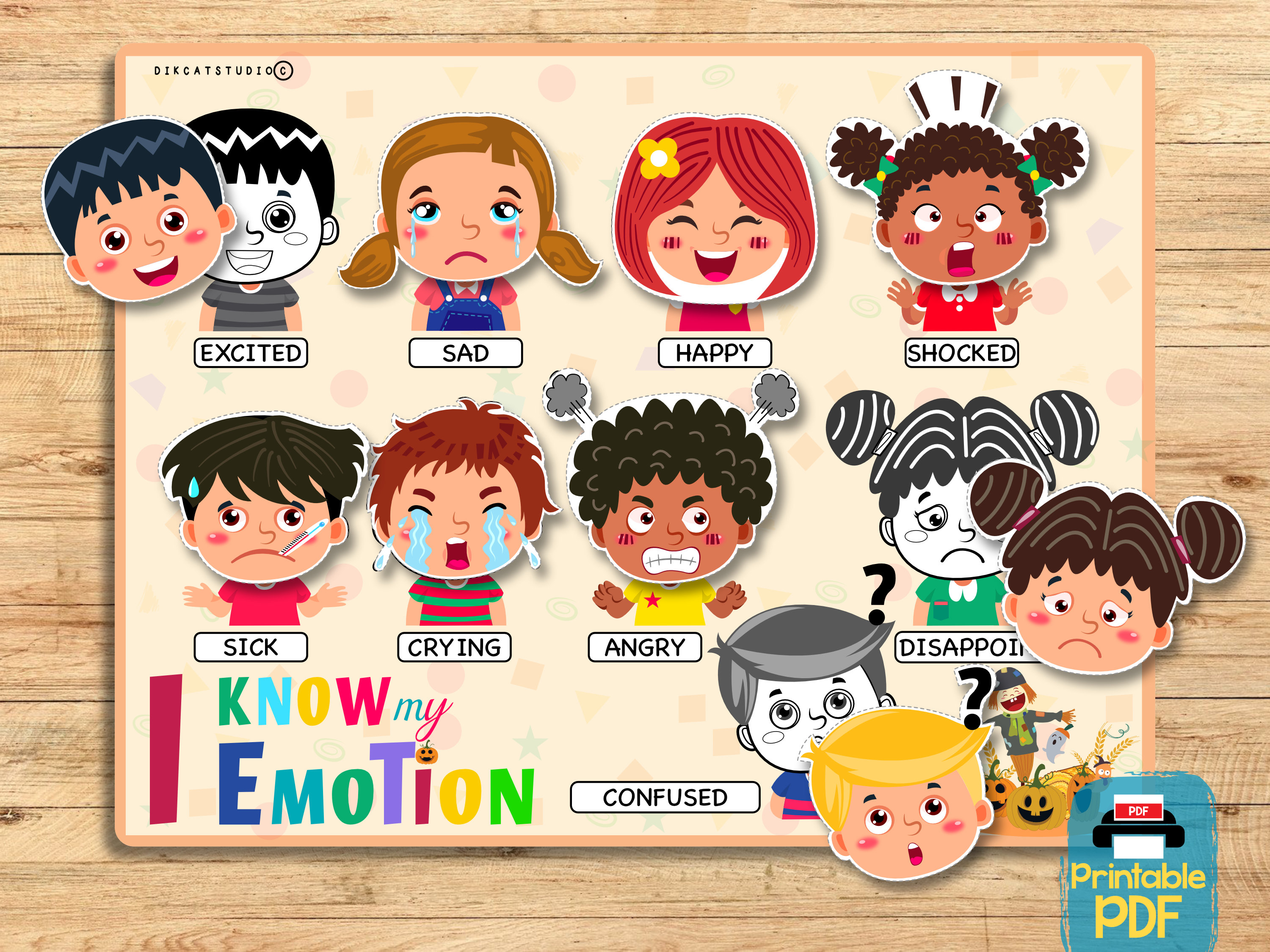 Kids Emotions Matching Activity, Toddler Emotions Worksheet, Feeling ...