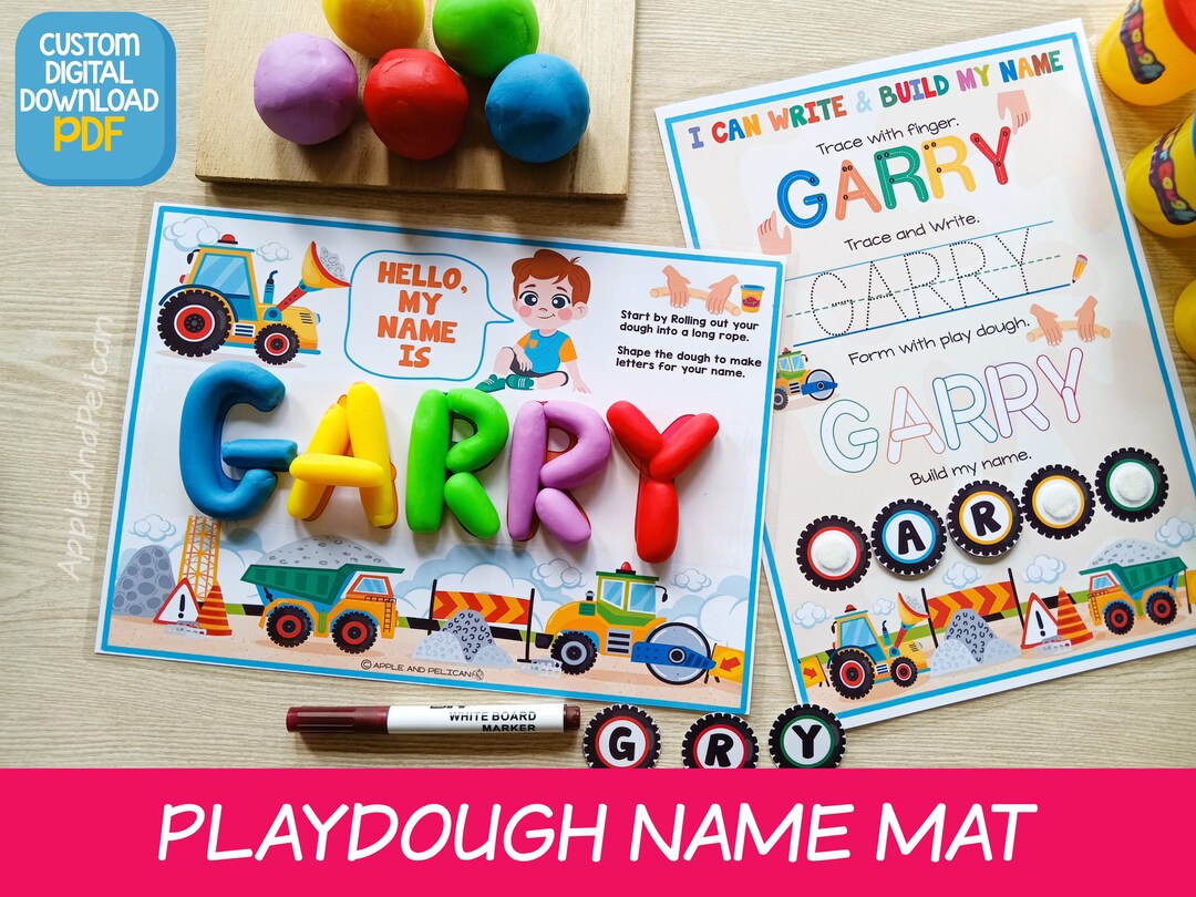 Personalized Play Dough Name Mat, Custom Name Play Doh Mat, Printable ...