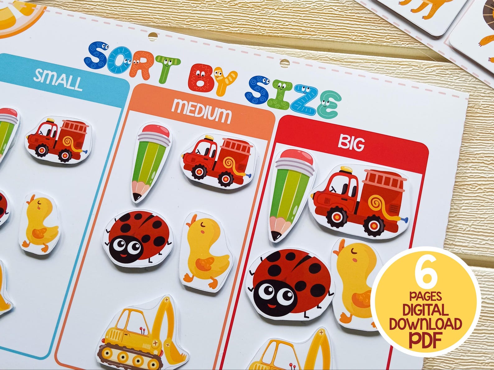 Size Sorting Activities, Sort by Size Binder, Toddler Busy Book ...