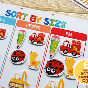 Size Sorting Activities, Sort by Size Binder, Toddler Busy Book ...