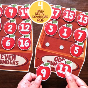 Math Activity Even and Odd Number Sorting, Apple Fall Activity ...