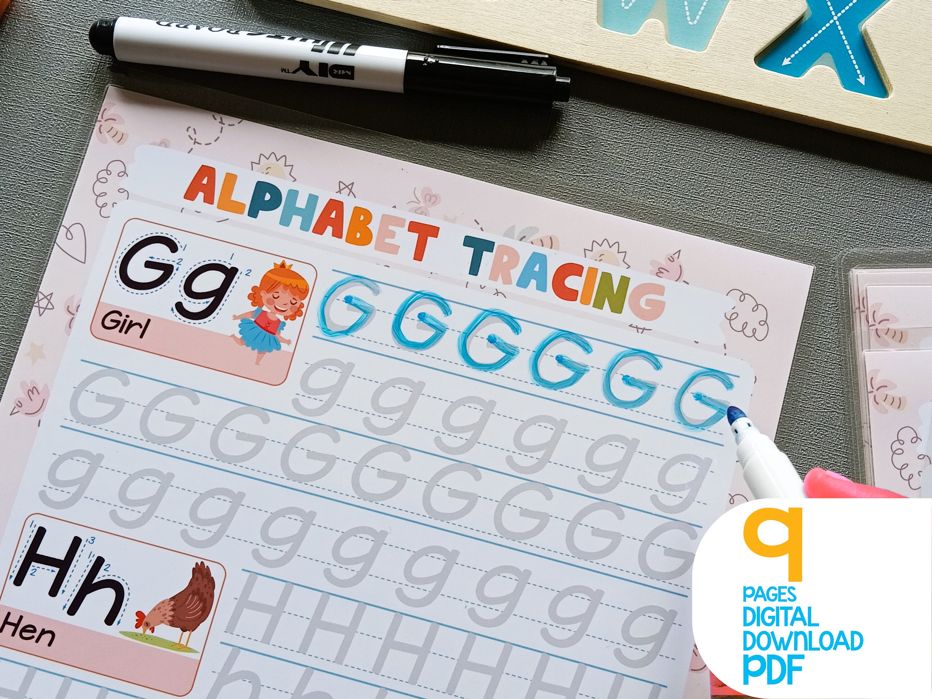 Alphabet ABC Letter Trace Activity Printable, Handwriting Practice ...