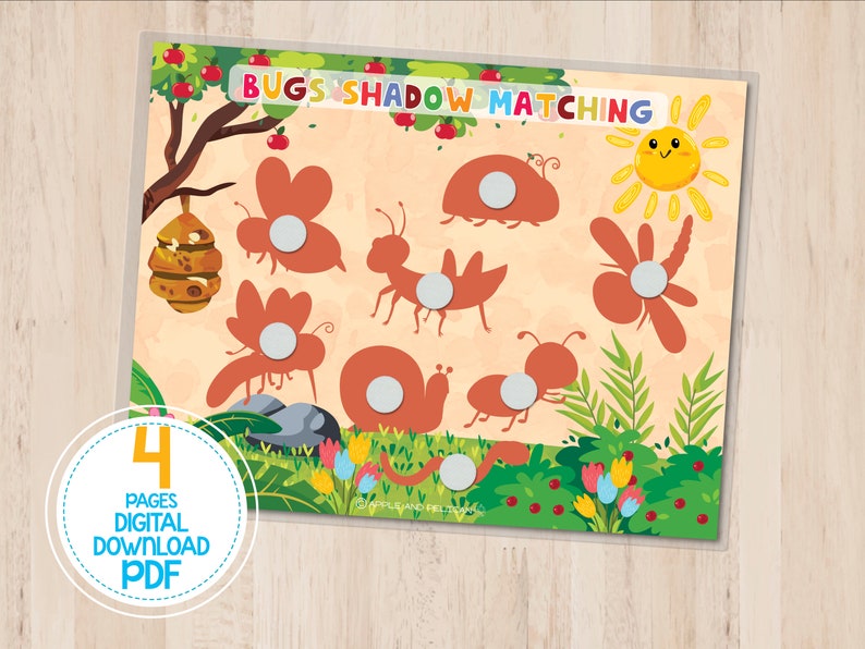 Insects Bugs Shadow Matching Activity, Toddler Busy Book Page ...