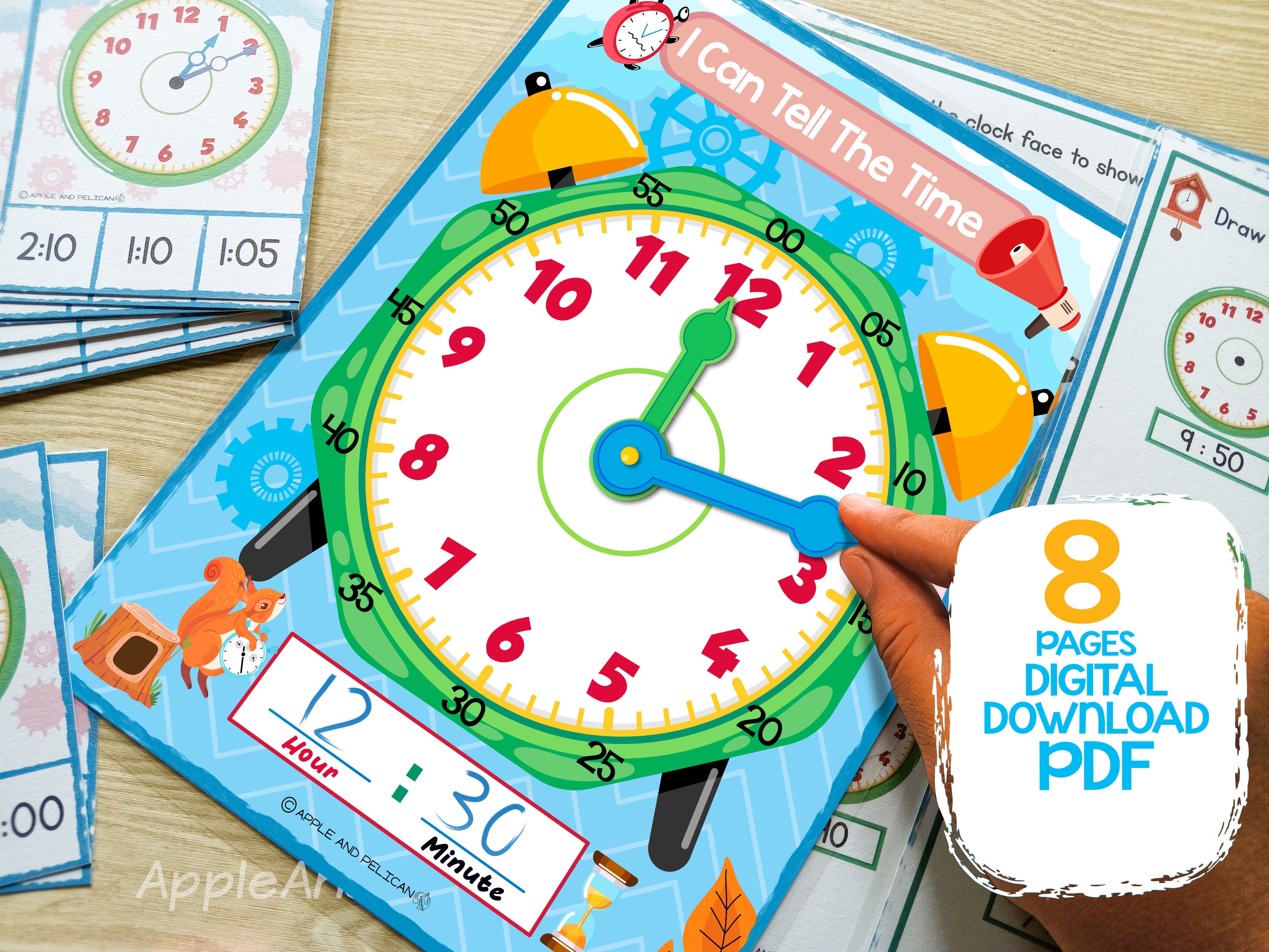 Learn to Tell Time Printable Educational Clock, Kids Printable Clock ...