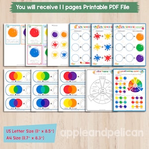 Color Mixing Worksheet Primary and Secondary Color, Printable Preschool ...