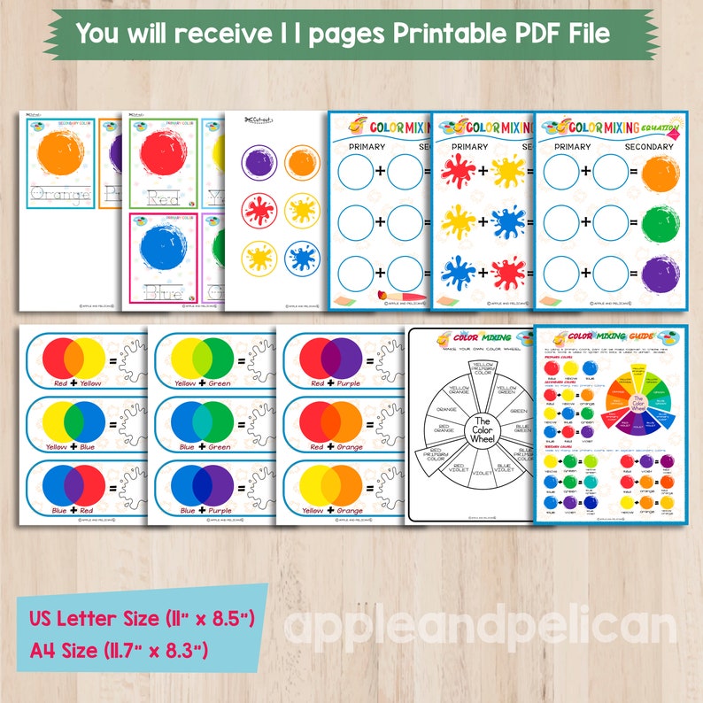 Color Mixing Worksheet Primary and Secondary Color, Printable Preschool ...