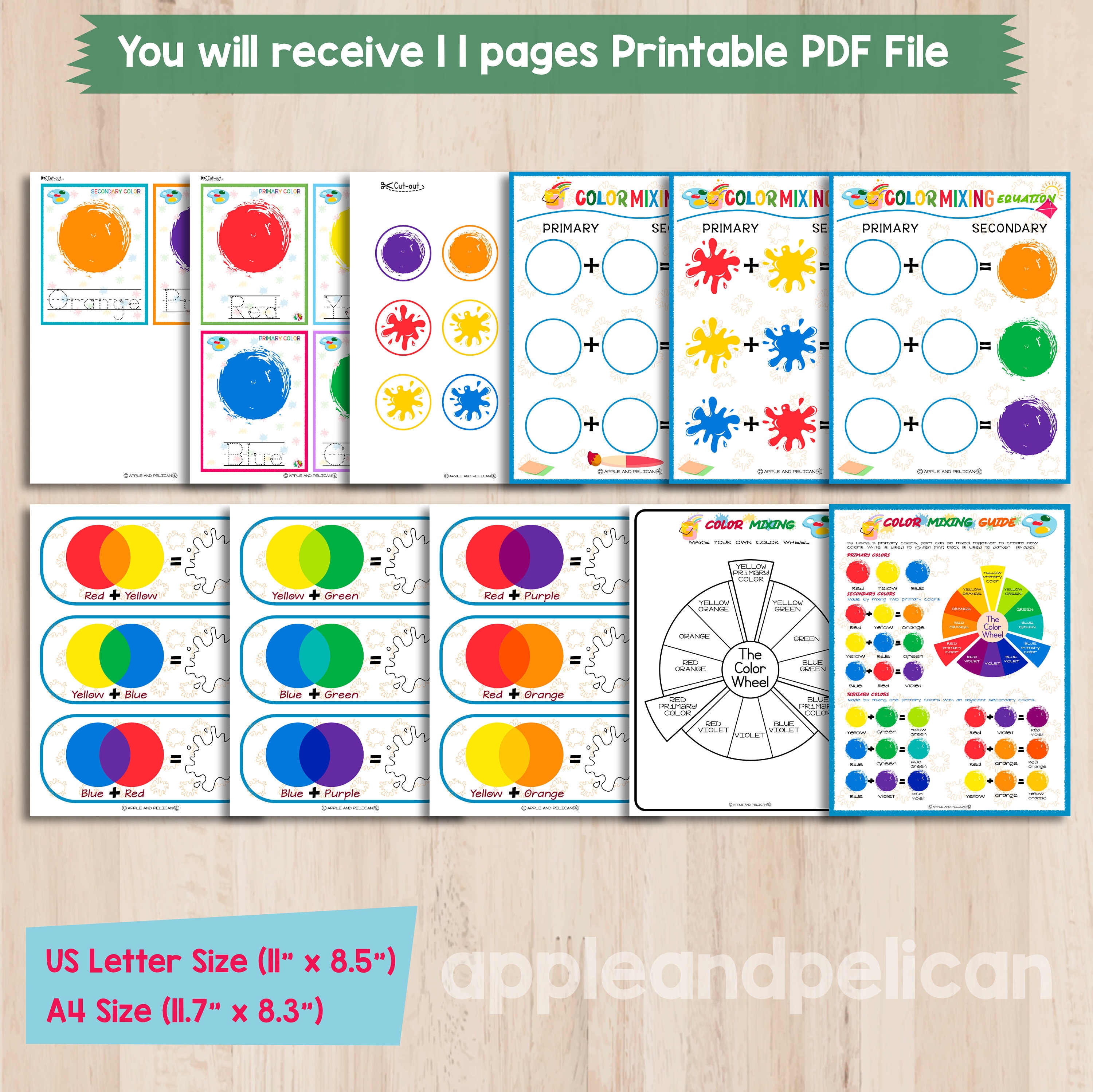Color Mixing Worksheet Primary and Secondary Color, Printable Preschool ...