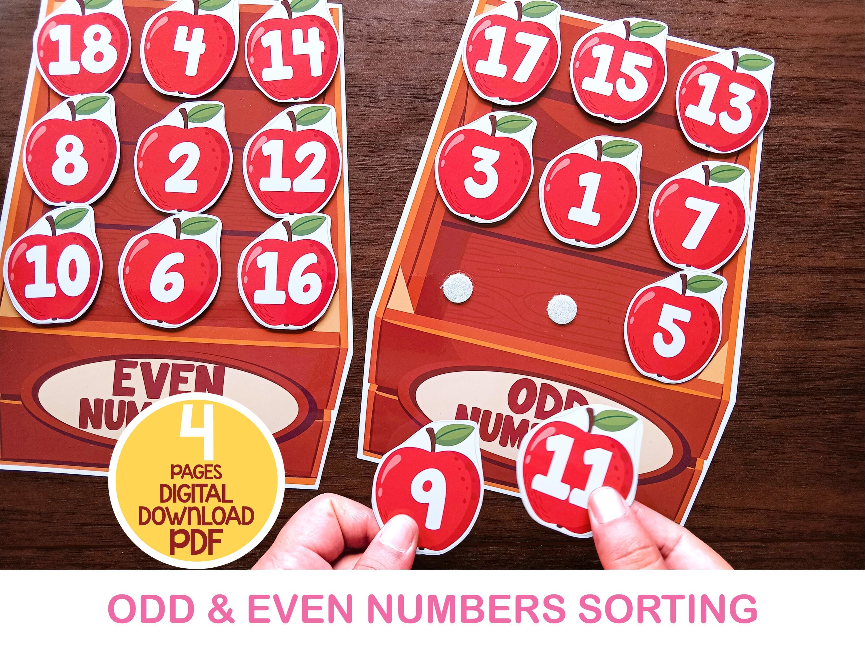 Math Activity Even and Odd Number Sorting Preschool Printable, Apple ...