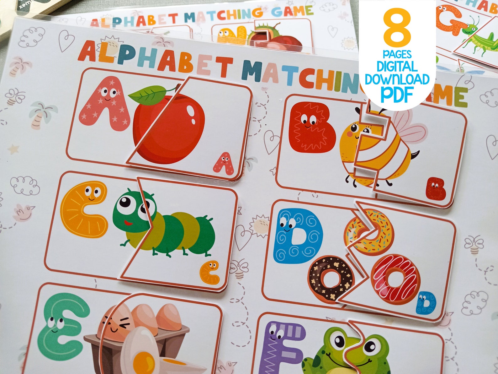 Alphabet Letter Matching Activities Puzzle, Matching Game, Phonics ...
