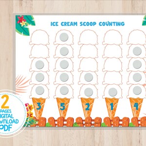 Counting Activity for Toddler, Printable Ice Cream Scoop Count ...