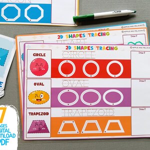 Shape Tracing Activity 2D Shapes Trace Worksheet, Printable Homeschool ...