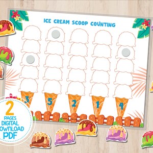 Counting Activity for Toddler, Printable Ice Cream Scoop Count ...