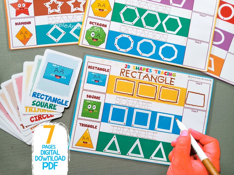 Shape Tracing Activity 2D Shapes Trace Worksheet, Printable Homeschool ...