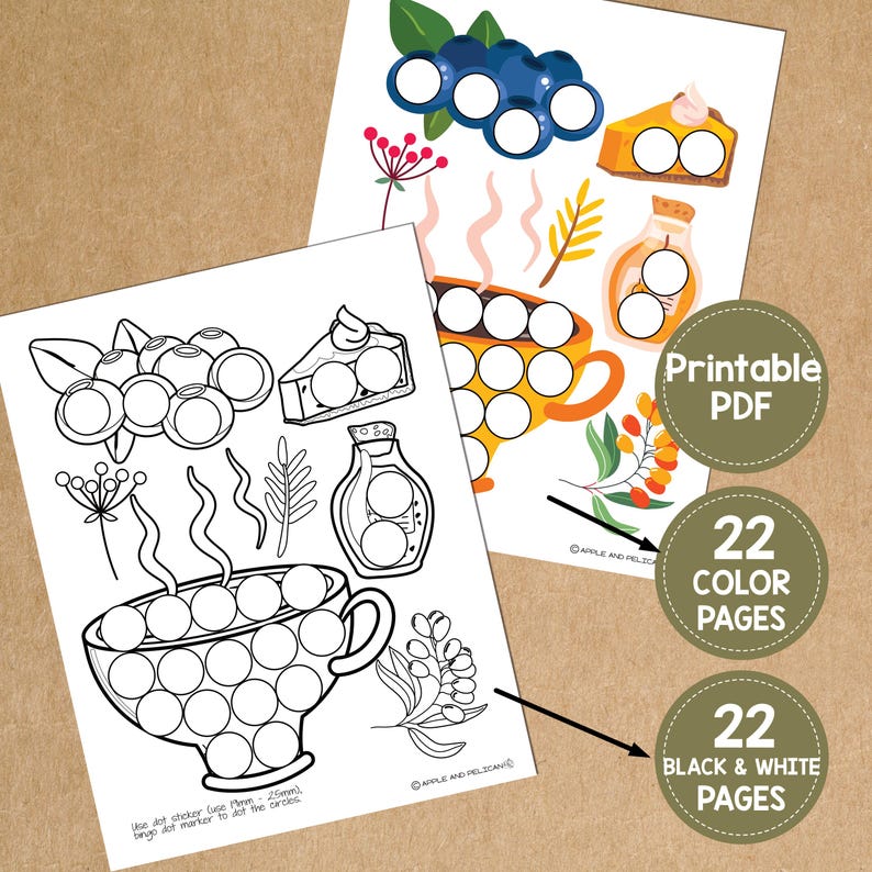 Fall Do a Dot Marker Coloring Pages for Kids, Do A Dot Activity, Autumn ...