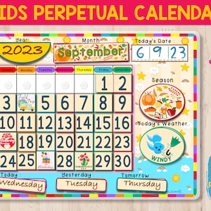 Kids Perpetual Calendar Circle Time Printable Kids Calendar - Etsy