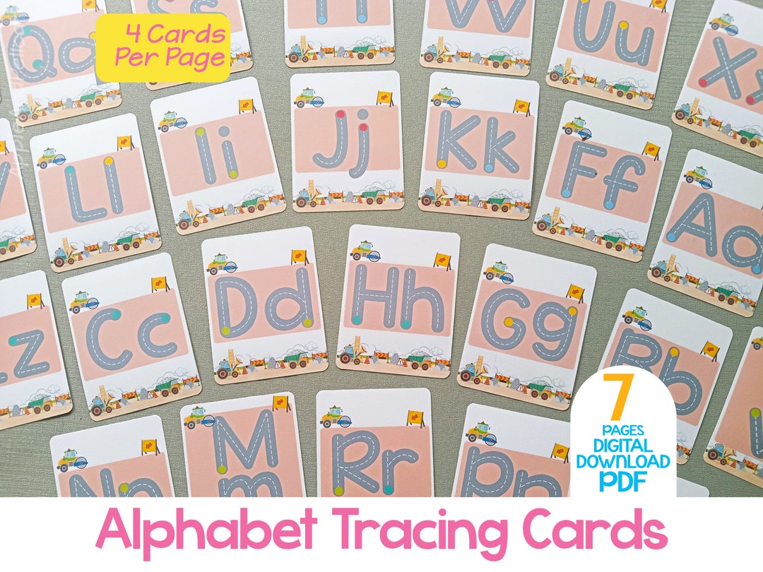 Alphabet Trace Cards, Printable Alphabet Flashcards, Preschool ...
