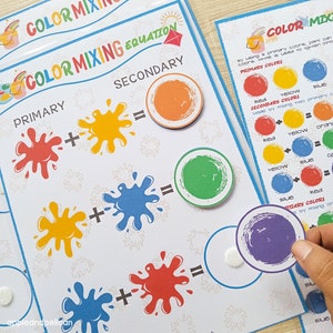 Color Mixing Worksheet Primary and Secondary Color, Printable Preschool ...
